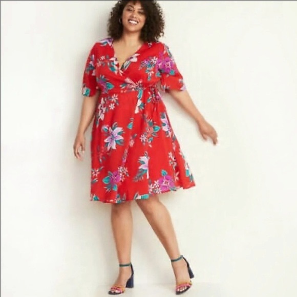 Old Navy | Dresses | Old Navy Floral Summer Wrap Dress 3x Plus Size ...